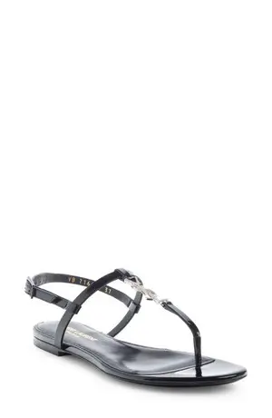 Saint Laurent Cassandra Crystal Logo Sandals