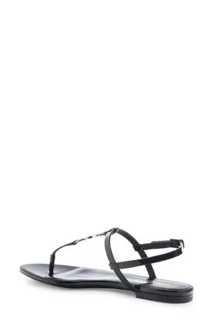Saint Laurent Cassandra Crystal Logo Sandals