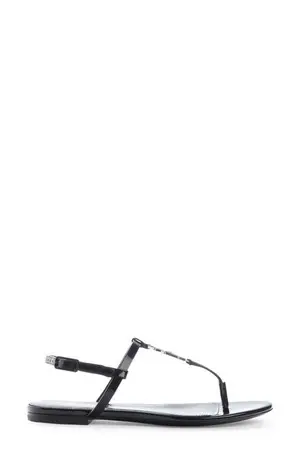 Saint Laurent Cassandra Crystal Logo Sandals