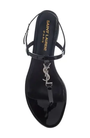 Saint Laurent Cassandra Crystal Logo Sandals