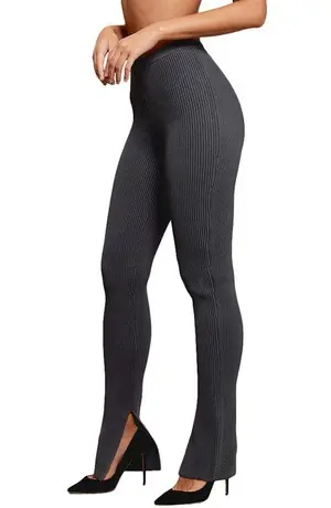 House Of Cb Mitzi Rib Leggings - Dark Grey