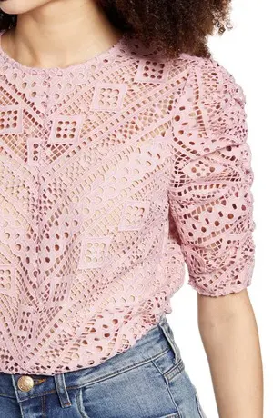 Endless Rose Chevron Stripe Lace Top - Pink