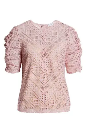 Endless Rose Chevron Stripe Lace Top - Pink