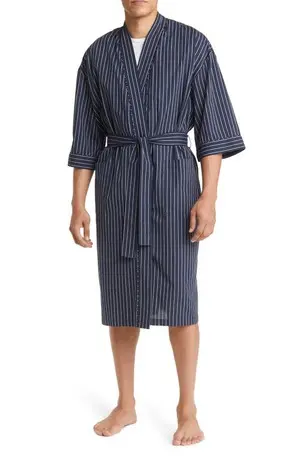 Majestic International Sunset Blues Stripe Robe - Dark Navy