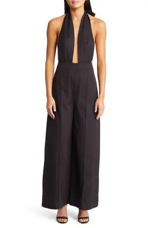 AMY LYNN Bow Tie Halter Jumpsuit