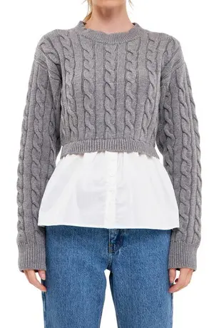 English Factory Layered Cable Sweater
