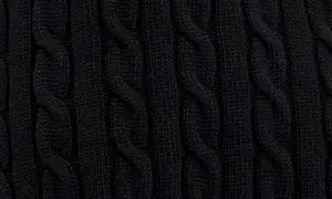 English Factory Mixed Media Cable Stitch Long Sleeve Sweater Dress - Black