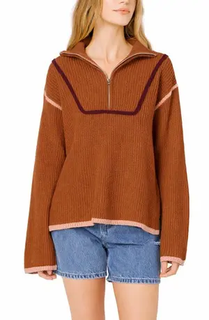 English Factory Color Accent Half-zip Pullover