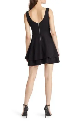 LNL Glitter Mesh Skater Mini Dress
