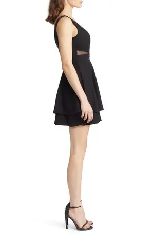 LNL Glitter Mesh Skater Mini Dress