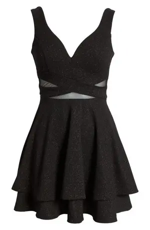 LNL Glitter Mesh Skater Mini Dress