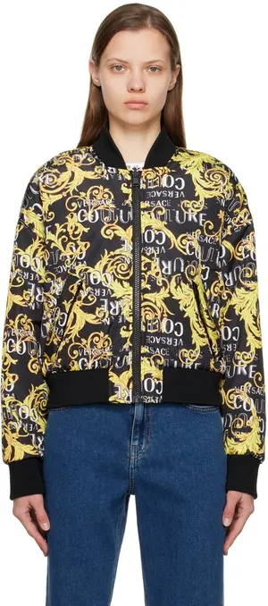 Versace Versace Jeans Couture Reversible Graphic Bomber Jacket - Eg89 Black