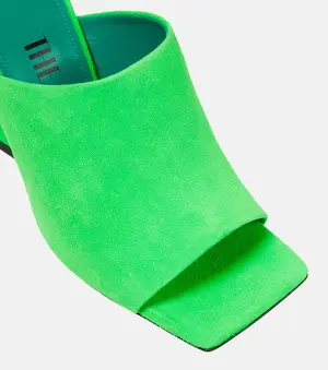 Attico Cheope Suede Wedge Mules - Green