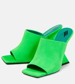 Attico Cheope Suede Wedge Mules - Green