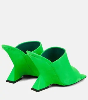 Attico Cheope Suede Wedge Mules - Green