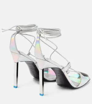 Attico Adele Leather Sandals - Silver
