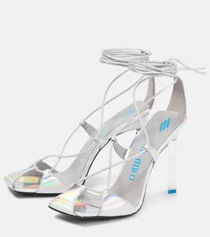 Attico Adele Leather Sandals - Silver