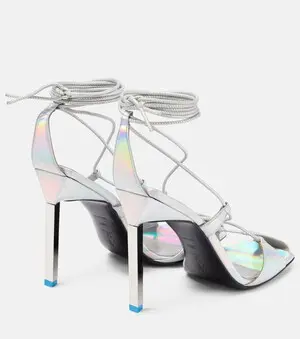 Attico Adele Leather Sandals - Silver