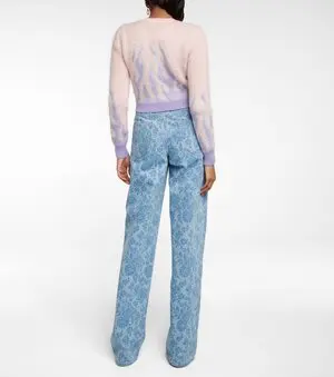 Alessandra Rich Embellished Jacquard Mohair-blend Sweater