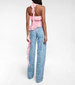 Alessandra Rich Crystal-embellished Ruffled Top