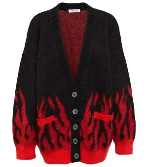Alessandra Rich Embellished Mohair-blend Jacquard Cardigan