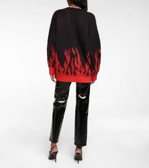 Alessandra Rich Embellished Mohair-blend Jacquard Cardigan
