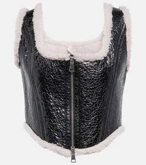 Jean Paul Gaultier Laminated Leather Corset - Black