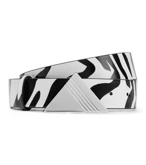 Attico Animal-printed Leather Belt - Black