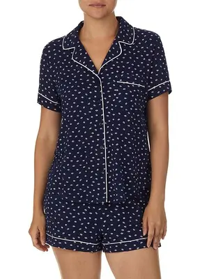 Kate Spade New York Women's Kate Spade Mini Lips Two-Piece Pajama Set - Navy Lips - Size XS - Navy Lips  - Navy Lips