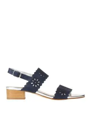 POLLINI Midnight Leather Ankle Strap Sandals - Blue