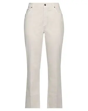Brunello Cucinelli Flared Jeans With Leather Trim Off White