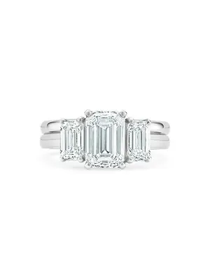 DE BEERS JEWELLERS Women's DB Classic Platinum & Emerald-Cut Diamond Ring  - Emerald