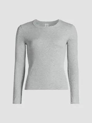 LESET Kelly Long-sleeve Slim-fit T-shirt Heather Grey