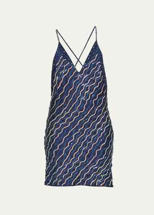 Marni Wavy Sequin Mini Dress - Navy Blue