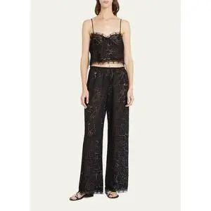 LESET Daniel Wide-leg Lace Pants