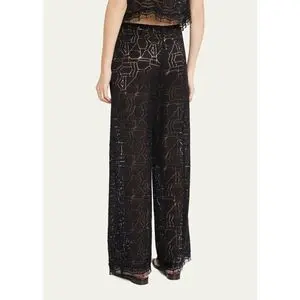 LESET Daniel Wide-leg Lace Pants