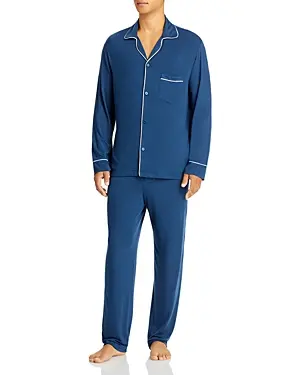 Eberjey William Pajama Set Indigo Blue/ivory