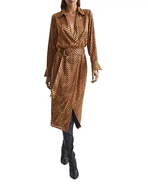 REISS Emily Devoure Print Midi Dress