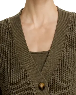 Eberjey Cropped Cardigan Sweater - Smokey Olive