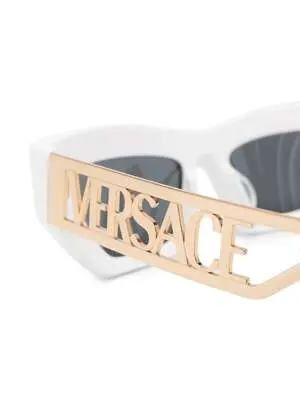 Versace Logo Cut-out Cat Eye Sunglasses - White