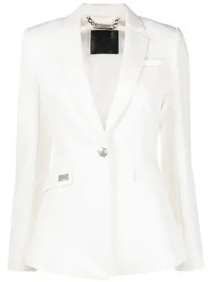 Philipp Plein Rhinestone-logo Blazer - White