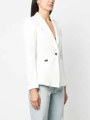 Philipp Plein Rhinestone-logo Blazer - White