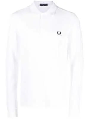 Fred Perry Crest-motif Polo Shirt - White
