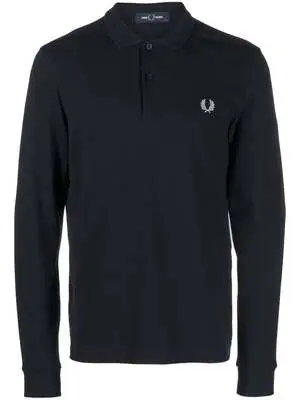 Fred Perry Crest-motif Polo Shirt - Blue