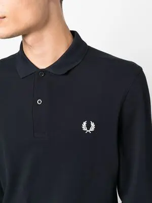 Fred Perry Crest-motif Polo Shirt - Blue