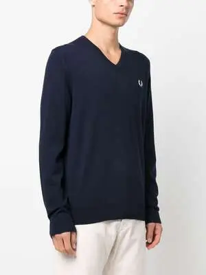 Fred Perry Crest-motif V-neck Sweater