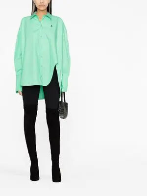 Attico Asymmetric Cotton Shirt - Green
