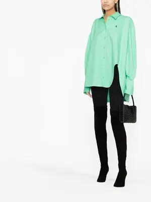 Attico Asymmetric Cotton Shirt - Green
