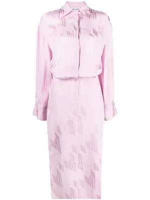 Attico Logo-jacquard Satin Shirt Dress