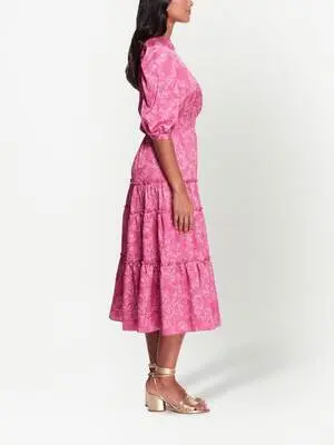 Marchesa Floral-print Tiered Midi Dress